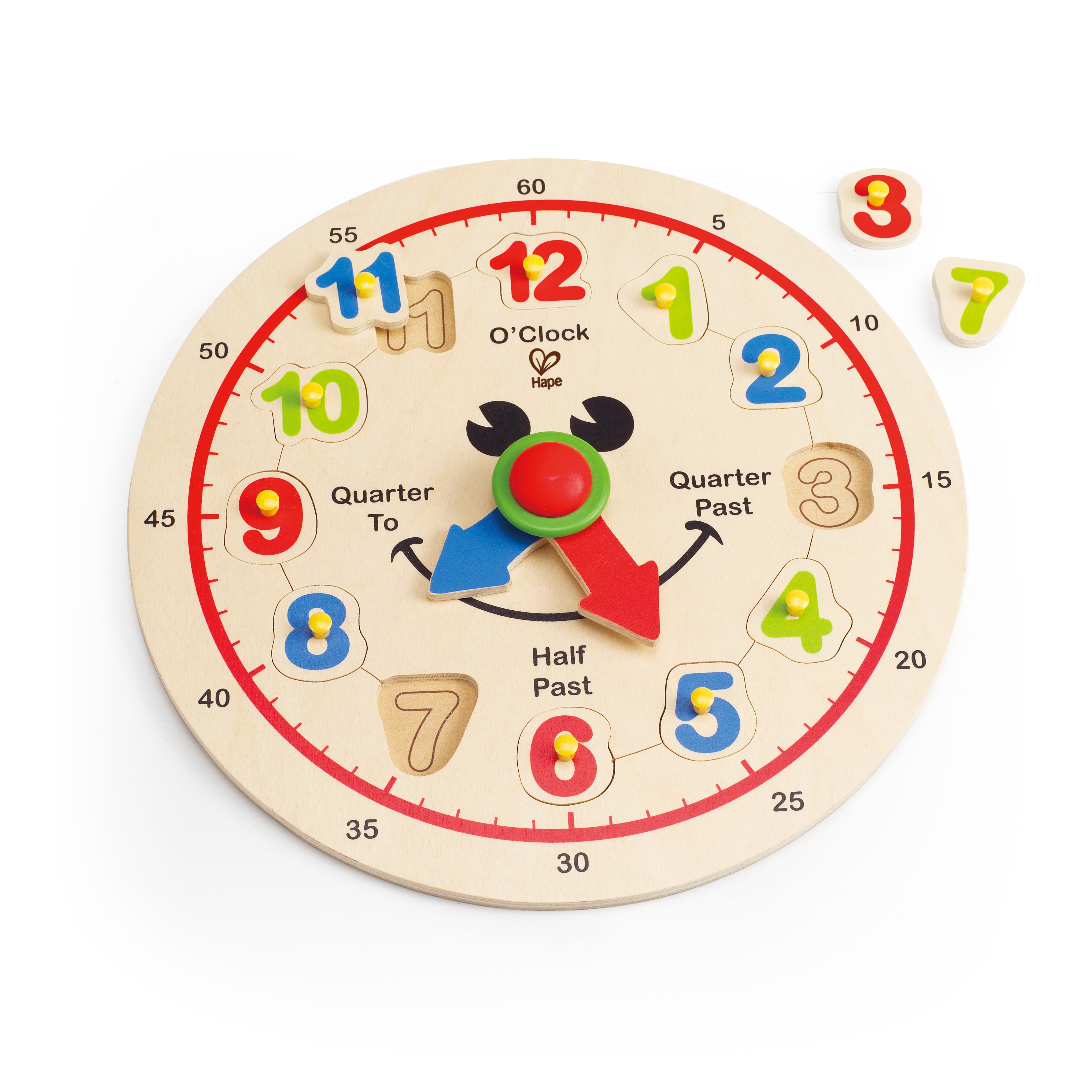 Hape Happy Hour Clock Kid's Wooden Time Learning Puzzle